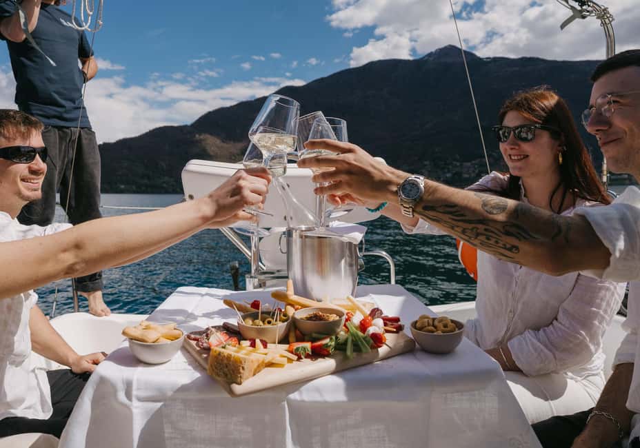 Lake Como: Sailing Boat Tour With Aperitivo and Prosecco | GetYourGuide