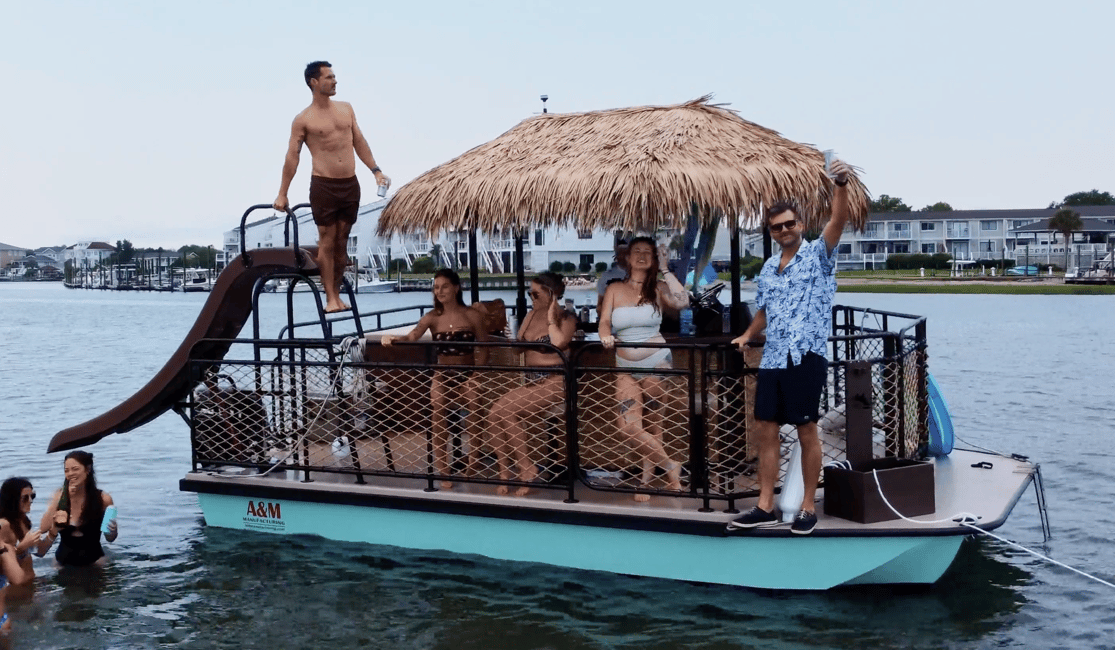 Destin: Tiki Pub Crab Island Sandbar Cruise with Waterslide | GetYourGuide