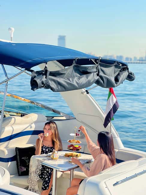 Dubai: Private Yacht Cruise on a 34ft with High Tea | GetYourGuide