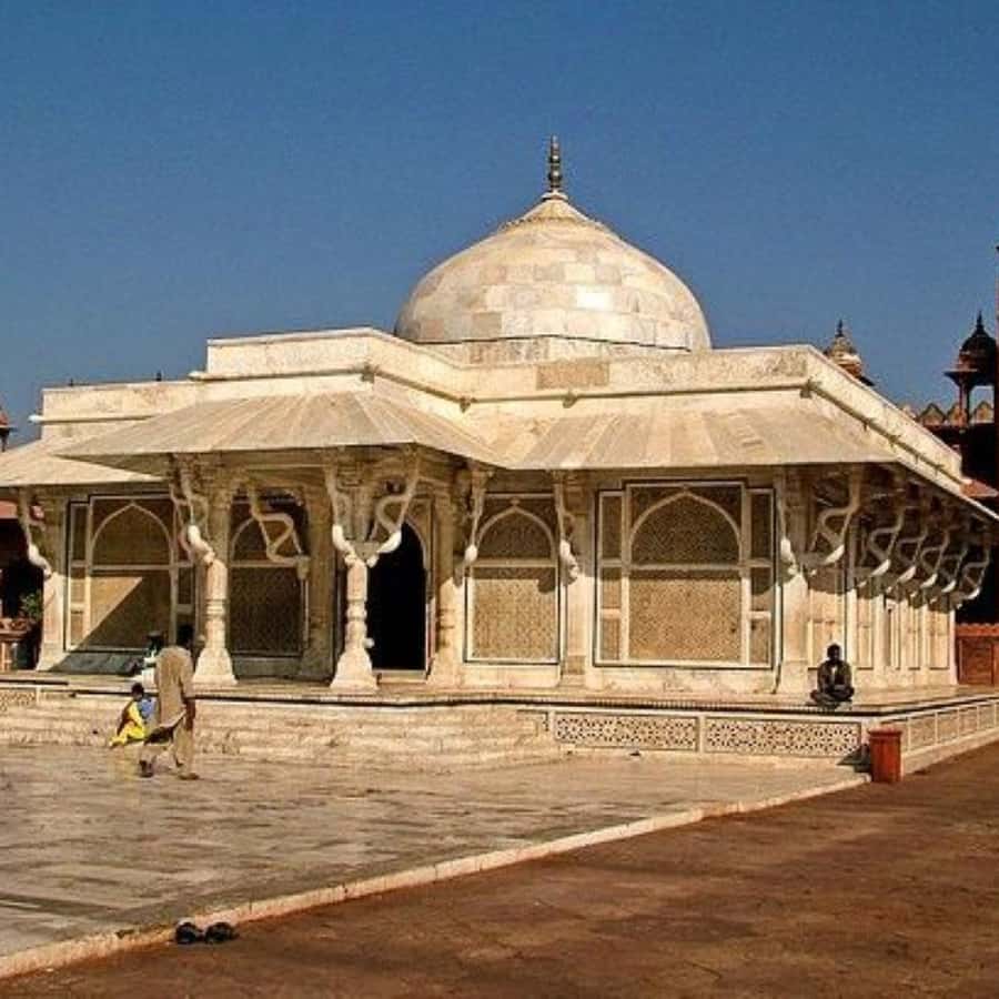 Lever du soleil sur le Taj Mahal, le fort d'Agra et le Baby Taj (tout ...