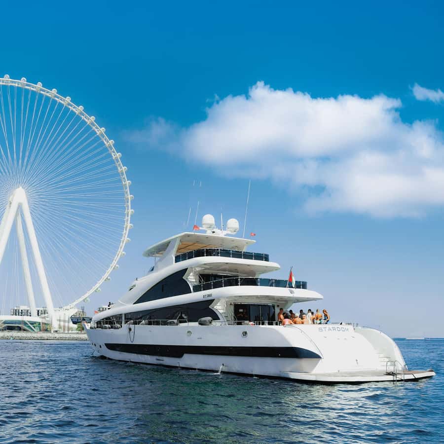 Dubai: Luxury Superyacht with Live DJ, Swimming & Open Bar | GetYourGuide