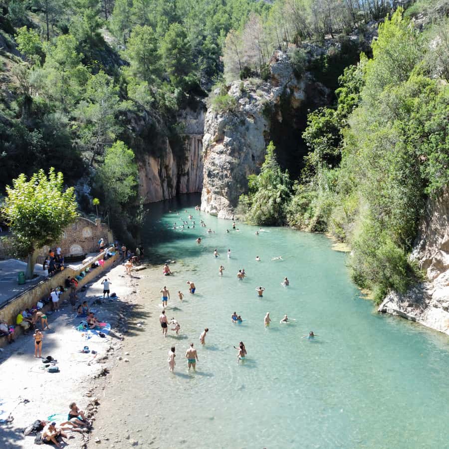 From Valencia: Montanejos Hot Springs + Salto De la Novia Waterfall ...