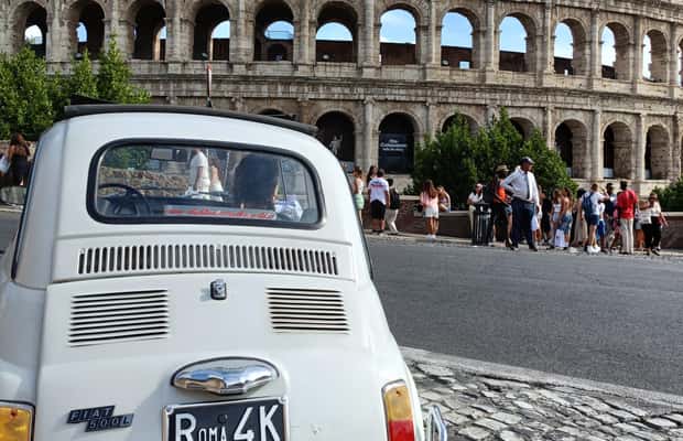 Under Roms lys: Tur i en Fiat 500 mellem solnedgange og lys i Rom ...