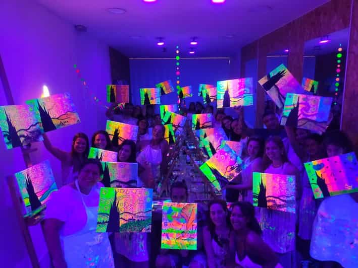 Madrid: Wine Gogh Glow Academy Paint and Sip Classes | GetYourGuide
