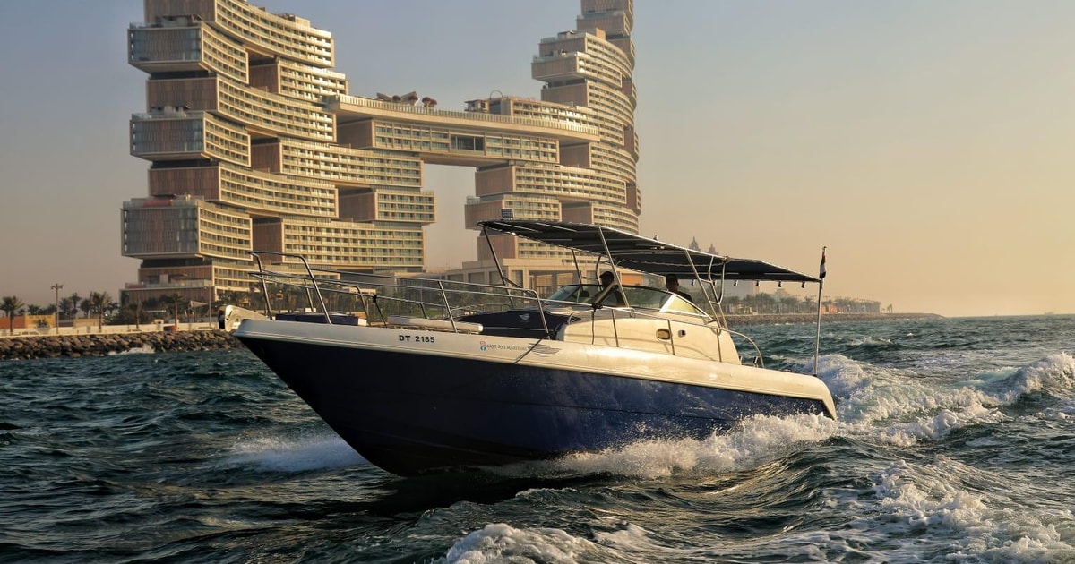 Dubai: Marina Atlantis Boat tour 3 hours+Swimming Add-on BBQ | GetYourGuide