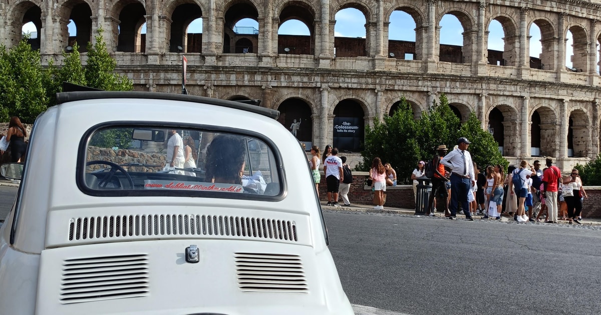 Under Roms lys: Tur i en Fiat 500 mellem solnedgange og lys i Rom ...