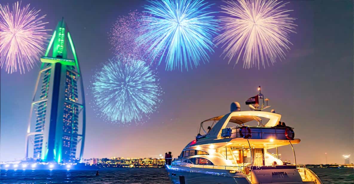 Dubai:NYE Mega Yacht Party with Live DJ,Fireworks,BBQ&Drinks | GetYourGuide