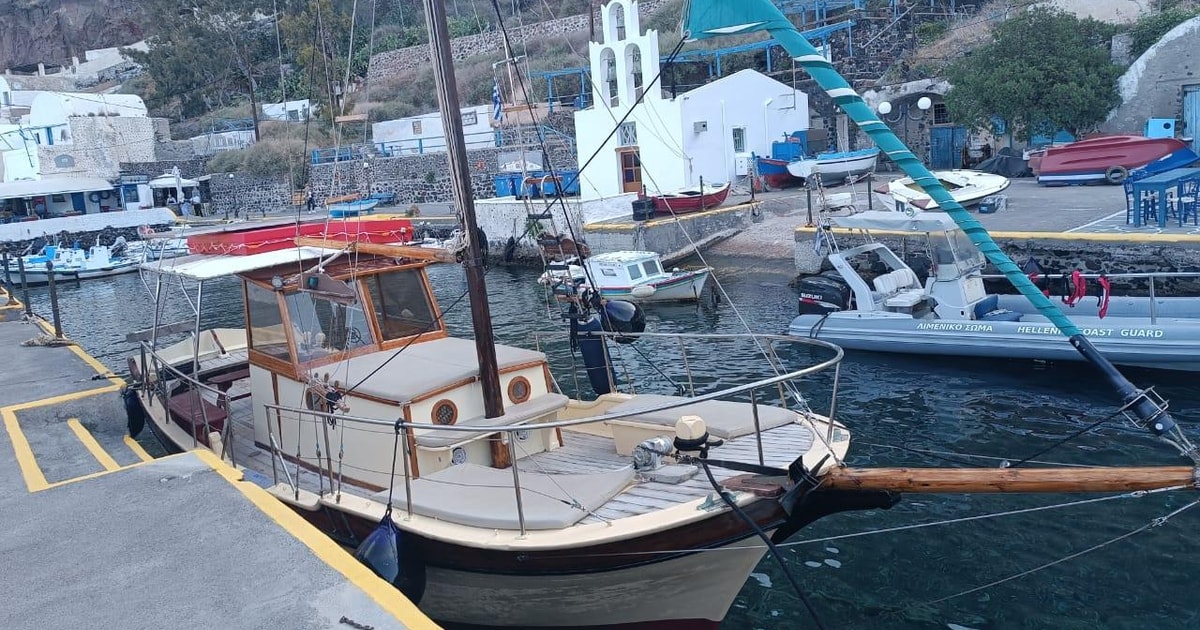 Santorini: Boat Cruise with BBQ Meal, Drinks & Sunset in Oia | GetYourGuide