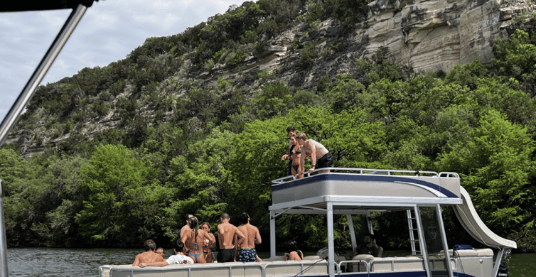Austin: Lake Austin Double Decker Tritoon Boat Rental | GetYourGuide