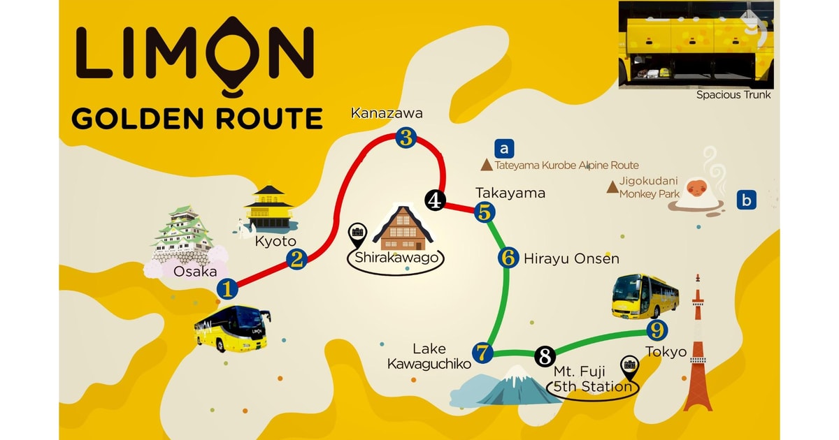 Ιαπωνία Χρυσή διαδρομή 7 ημερών Limon Bus Pass | GetYourGuide