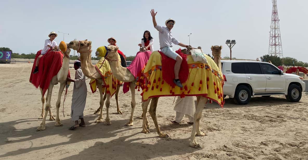 Doha: ZONNEN in de woestijn aan zee met een rit op een kameel ...