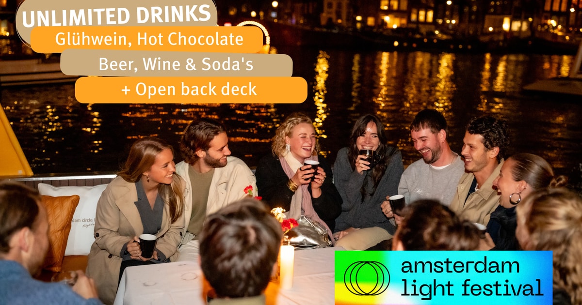 Amsterdam: heated Light Festival cruise w/ Hot drink & snack | GetYourGuide