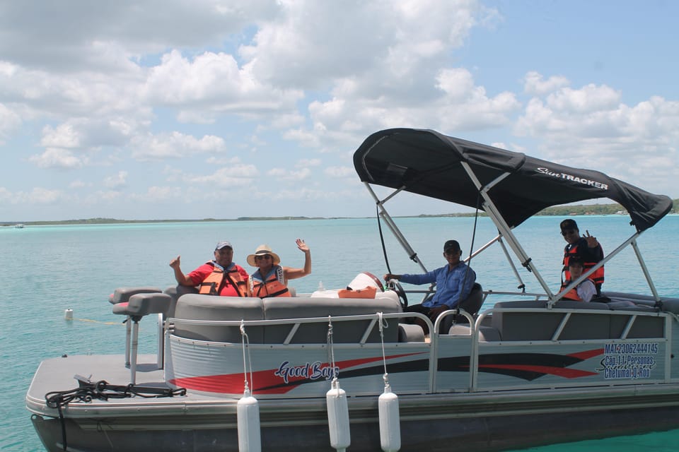 Pontoon tour in Bacalar seven colors lagoon | GetYourGuide