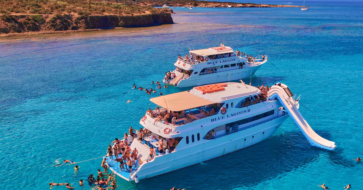 Polis: Paphos & Blue Lagoon Boat Cruise with Waterslide | GetYourGuide