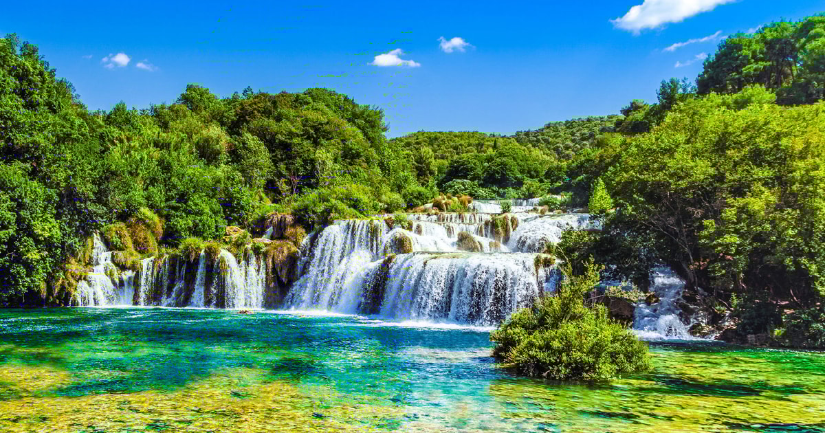 From Split & Trogir: Krka Waterfalls Day Tour with Boat Ride | GetYourGuide