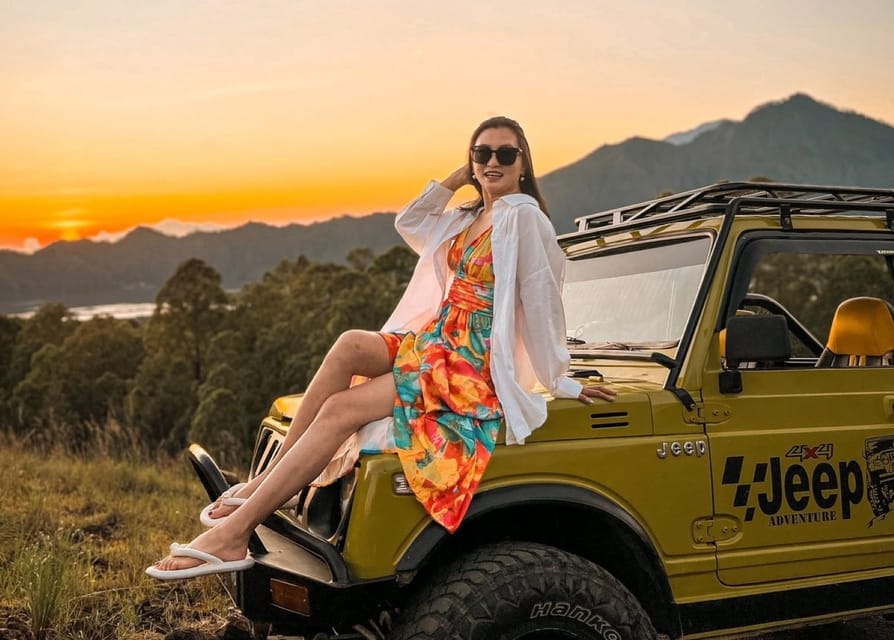 Bali: Batur-vulkaan 4WD-jeeptour en natuurlijke warmwaterbron | GetYourGuide