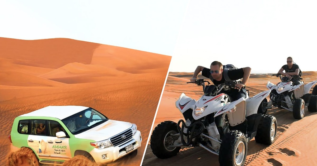 Dubai: Desert Safari, Quad Bike, Camel Ride and Sandboarding | GetYourGuide