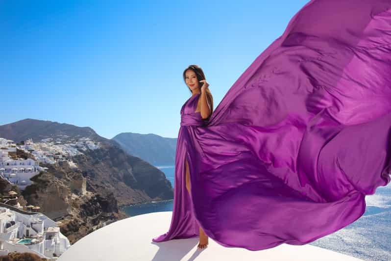 Santorini Sesión De Fotos De Vestido Volador Con Alquiler De Vestido Getyourguide