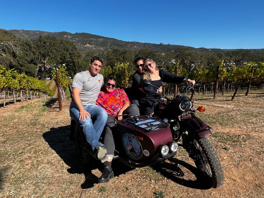Napa Valley: Napa Valley Guided Sidecar Tour with 3 Wineries | GetYourGuide