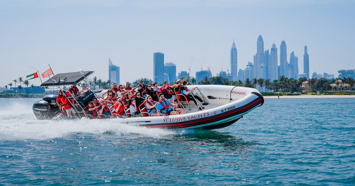 Dubaj: Marina, Atlantis, Palma i Burj Al Arab Speedboat Tour | GetYourGuide