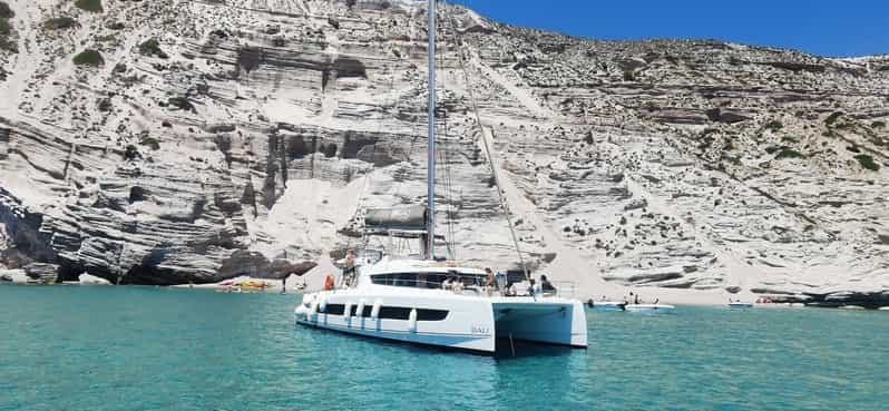 Milos: Kleftiko & Poliegos Catamaran Trip with Meal & Drinks | GetYourGuide