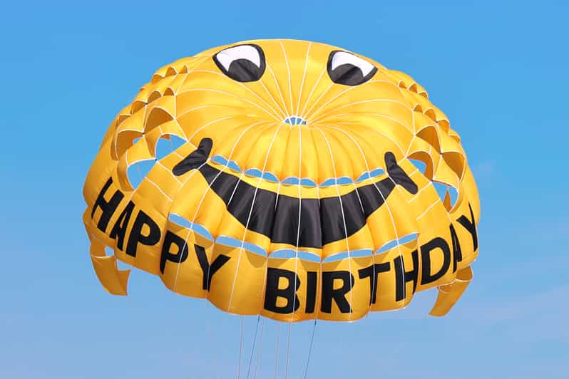 Dubai: Parasailing with Happy birthday Parachute JBR & Palm | GetYourGuide