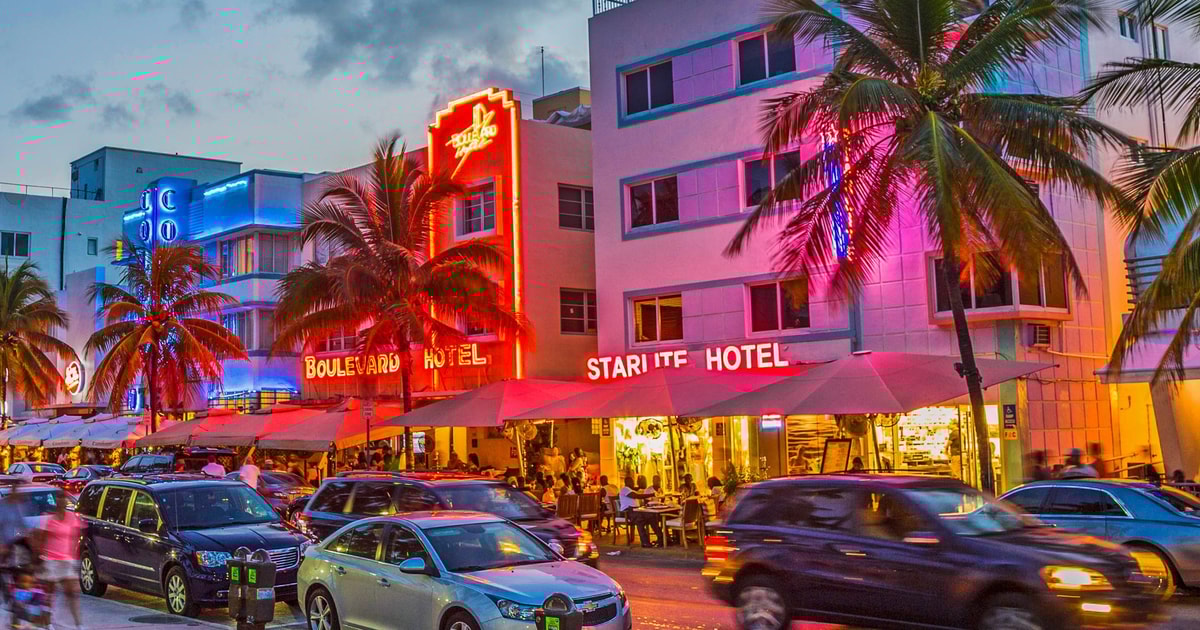 Miami: Open-top Bus Sightseeing Night Tour with Live Guide | GetYourGuide
