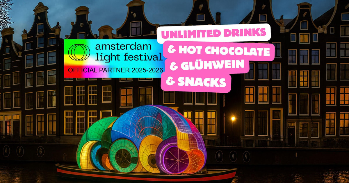 Amsterdam: Light Festival Heated Cruise + Hot Drinks & Snack | GetYourGuide