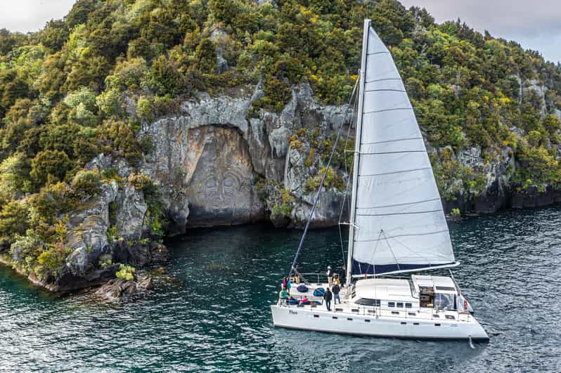 Taupo: Māori Rock Carvings Lake Taupo Catamaran Tour | GetYourGuide