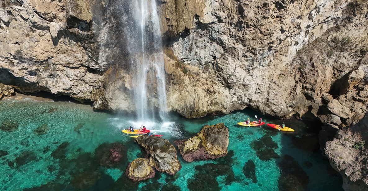 Nerja: Self-Guided Kayak Tour. Maro Waterfall. Support boat for the ...