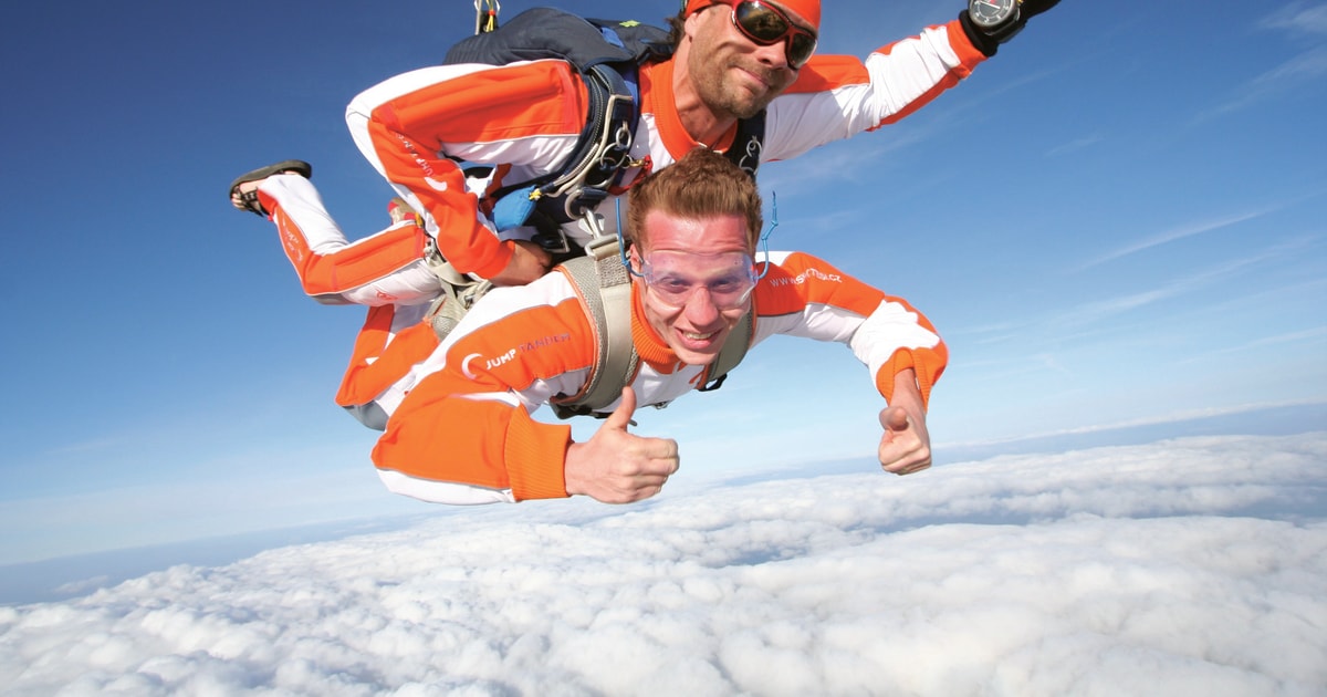 Tandem Jump, Skydiving over Prague. Free transfer. 14,000 ft | GetYourGuide