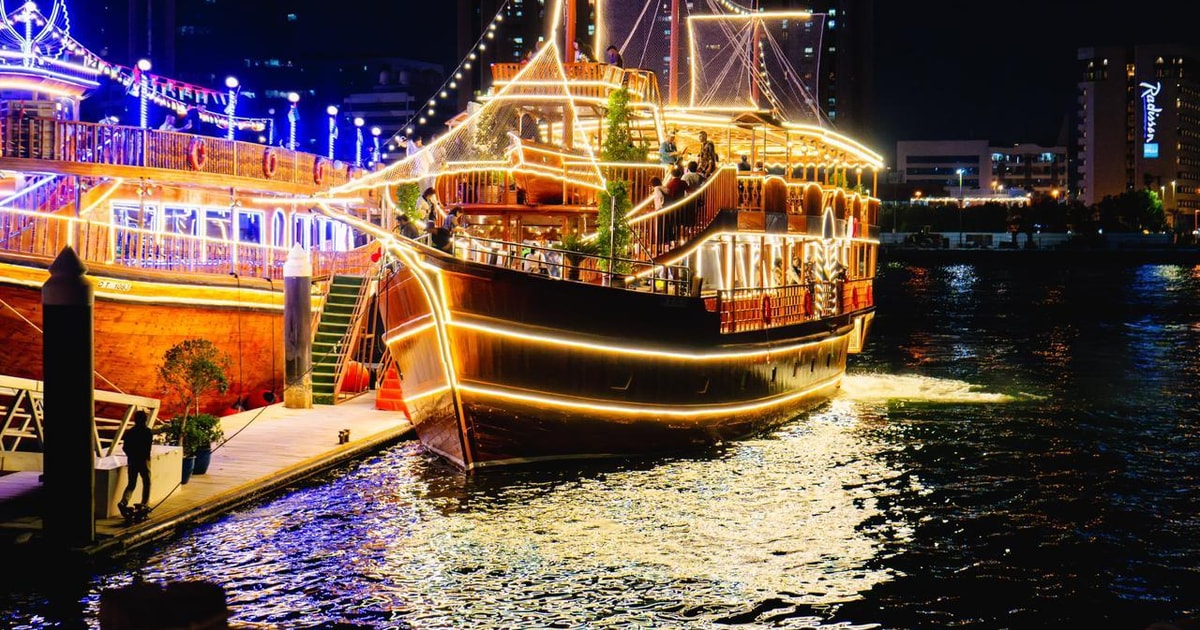 Dubai: Al Seef Largest Dhow Dinner Cruise with Live Show | GetYourGuide