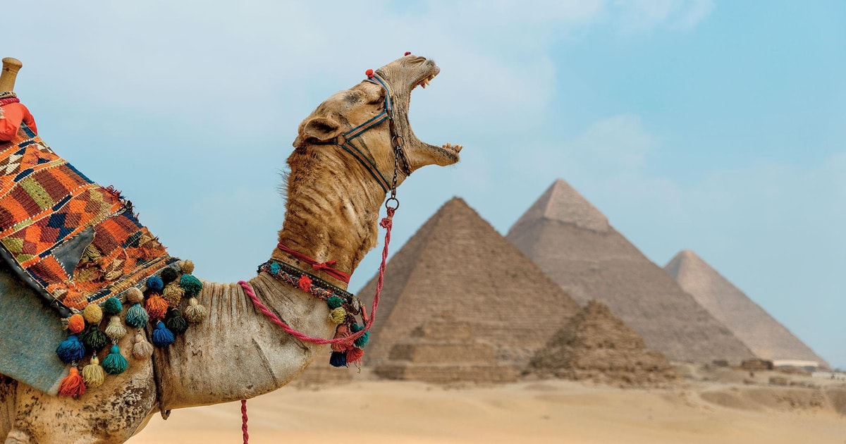 Vom Hafen Port Said aus: Pyramide von Gizeh und Ägyptisches Museum ...