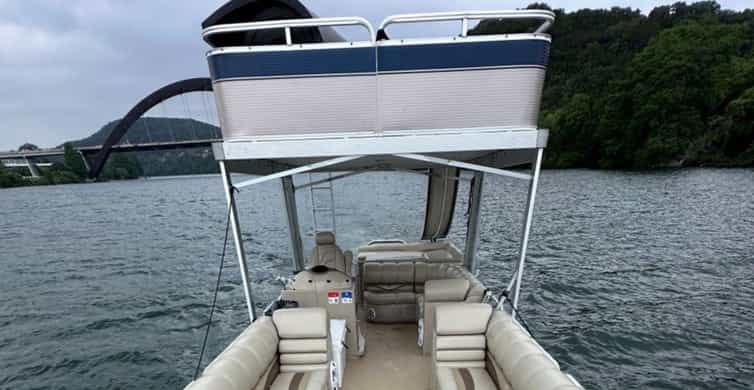 Austin: Lake Austin Double Decker Tritoon Boat Rental | GetYourGuide