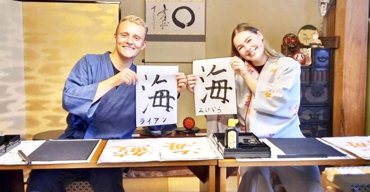Calligraphy experience with simple kimono in Okinawa | GetYourGuide