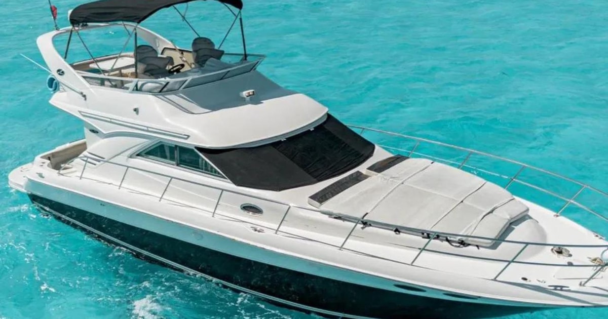 Sea Ray 43 Fly Yacht 6 Hours from Cancun to Isla Mujeres | GetYourGuide