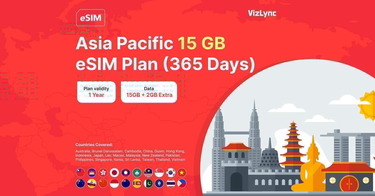 Asian 15 GB eSIM Data Plan - Stay connected On the Go ! | GetYourGuide