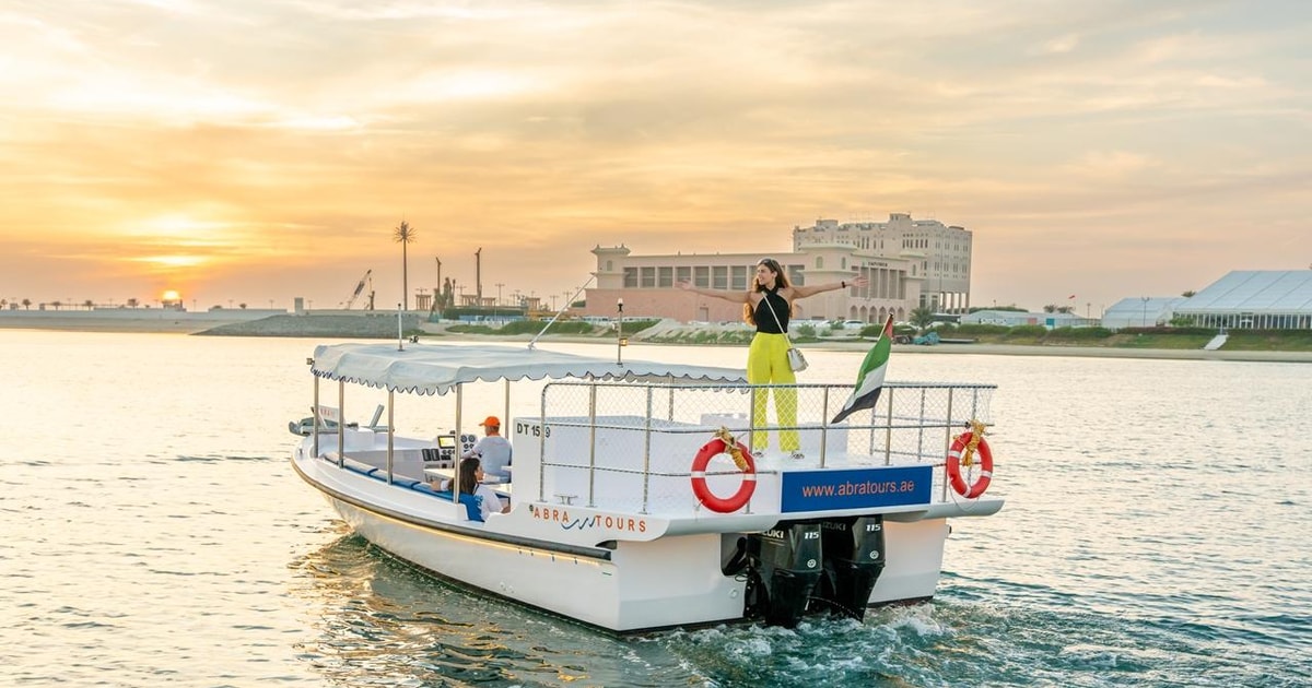 Dubai: Sunset Abra Boat Tour in Dubai Marina, Ain Dubai, JBR | GetYourGuide