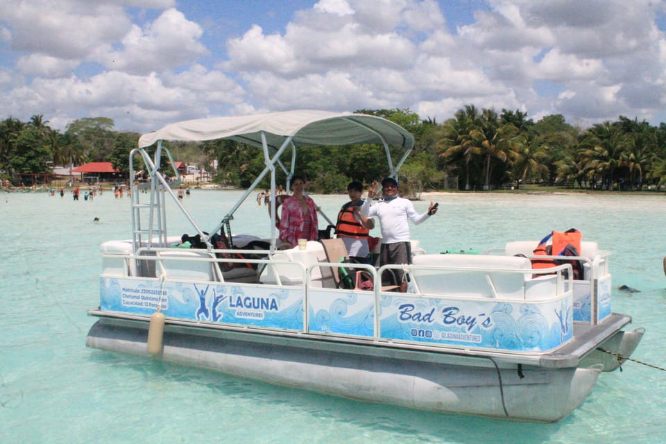 Pontoon tour in Bacalar seven colors lagoon | GetYourGuide