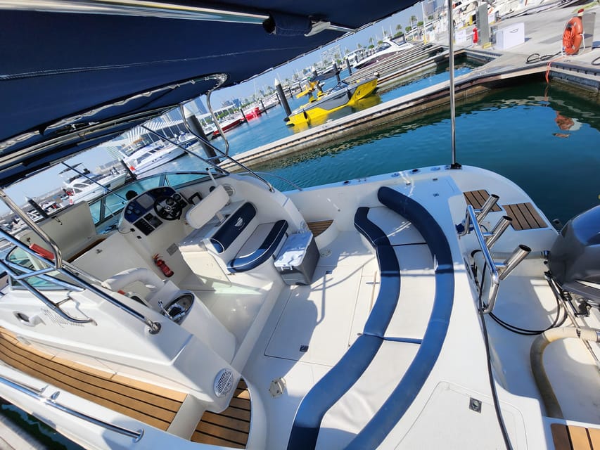 Dubai: Marina Atlantis Boat tour 3 hours+Swimming Add-on BBQ | GetYourGuide